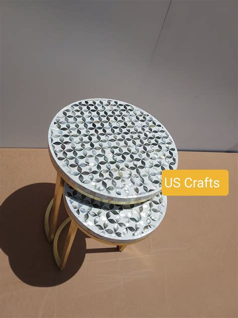Mother Of Pearl Nesting Tables Mother Of Pearl Side Table Livingroom Furniture Etsy