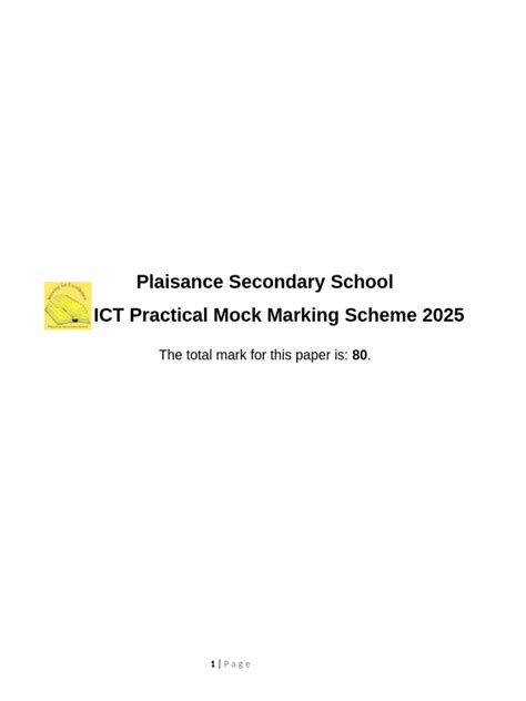 Mock Practical Marking Scheme Pdf