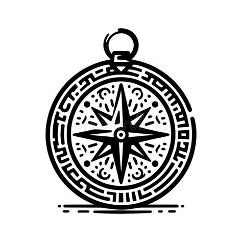 Compass Tribal Art Style Vintage Engraved Design Vector Stock Vector
