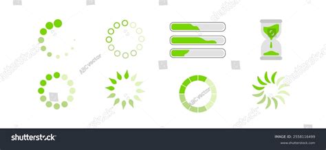 Collection Green Loading Animations Progress Bar Stock Vector Royalty Free 2558116499