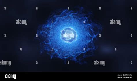Abstract Sphere Atom With Electrons Flying Glowing Bright Particles And Energy Magic Field