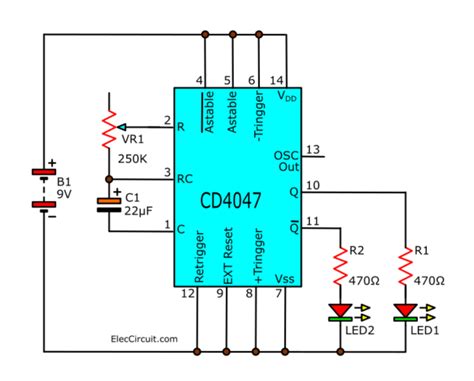 Cd4047 Astable Multivibrator Circuit With Diagram And Examples Cd4047 Astable Multivibrator Circuit With Diagram And Examples