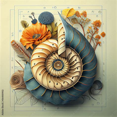 Natures Fibonacci Sequence Design Pattern Art Stock Illustration