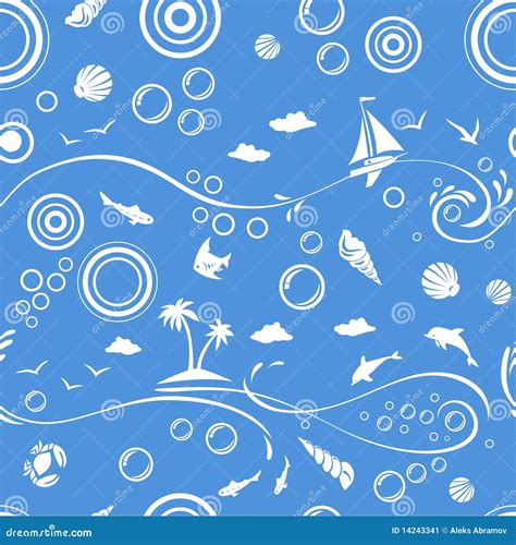 Seamless Beach Vector Pattern Stock Vector Illustration Of Bubbles