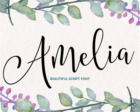 Amelia Font Script Font Handwritten Font Wedding Font Romantic Font