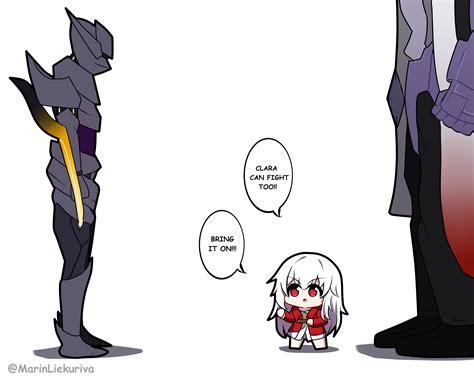 Clara Svarog And Voidranger Reaver Honkai And 1 More Drawn By Marin