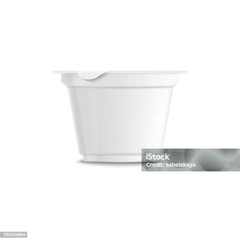 닫힌 뚜껑과 홈이 있는 빈 명확한 백색 플라스틱 사다리꼴 요구르트 3d 현실적인 콘테이너 3차원 형태에 대한 스톡 벡터 아트 및 기타 이미지 3차원 형태 건강한 생활