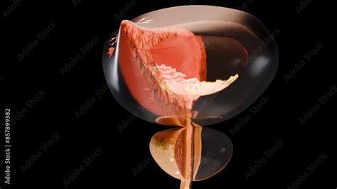 Urinary Or Excretory System Detailed Male Bladder And Prostate Gland