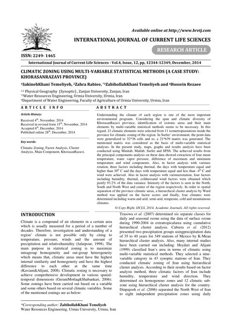 Pdf Climatic Zoning Using Multi Variable Statistical Methods A Case