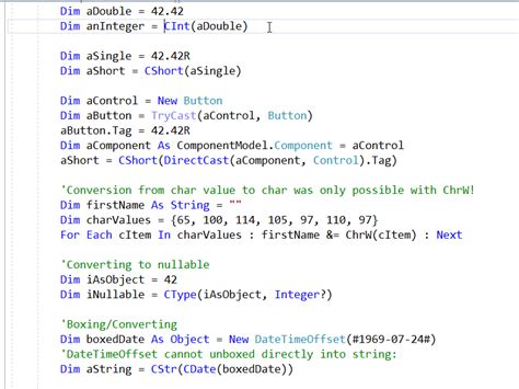 Visual Basic Dim Statement