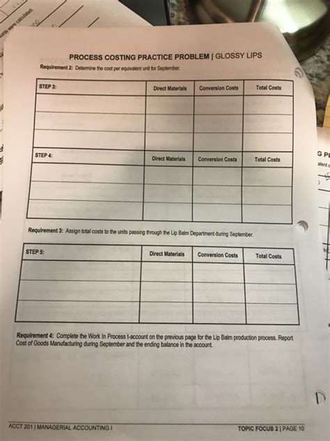Solved Process Costing Practice Problemiglossy Lips Ups