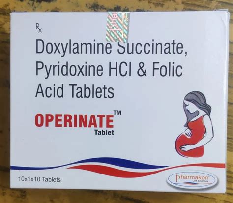 Operinate Doxylamine Succinate Pyridoxine Hcl And Folic Acid Tablet For Hospital At Rs 65