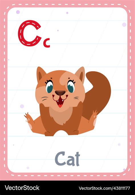 Alphabet Printable Flashcard With Letter C And Cat