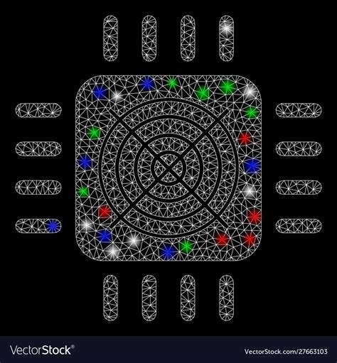 Bright Mesh Carcass Asic Processor With Light Vector Image