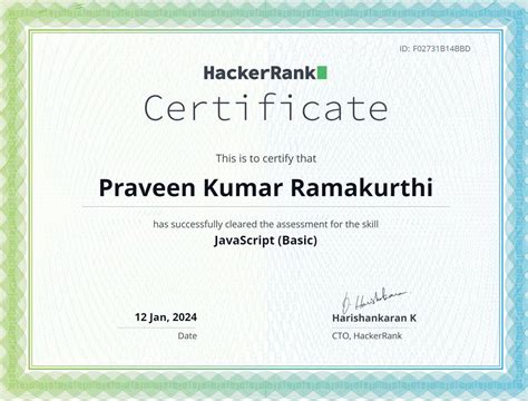 Praveen Ramakurthi On Linkedin Hackerrank Hackerrankcertified