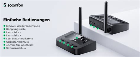 Aptx Ll Bluetooth Transmitter Tv Soomfon Bluetooth 5 0 Audio Sender Mit Lautstärkeregelung