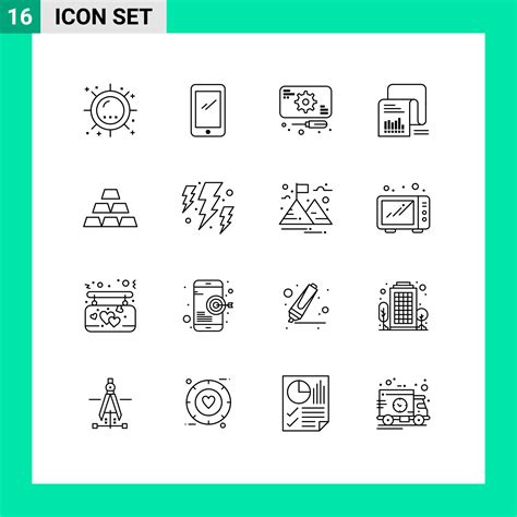 Group Of 16 Modern Outlines Set For List Data Android Checklist Repairs Editable Vector Design