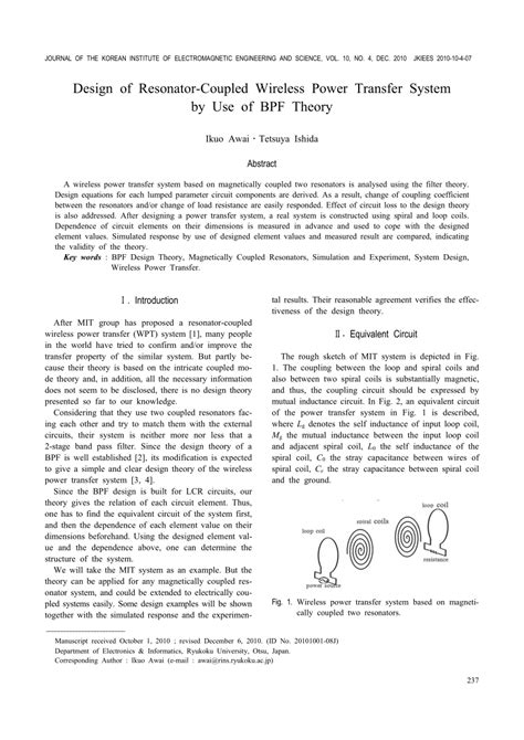 Pdf Design Of Resonator Coupled Wireless Power Transfer System By Use