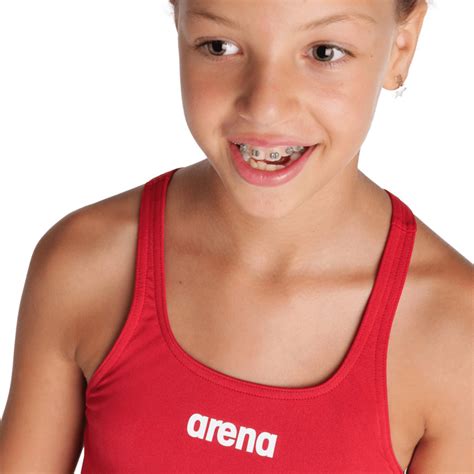 Arena Girls Swimsuit Team Swim Pro Solid Red Sneppies