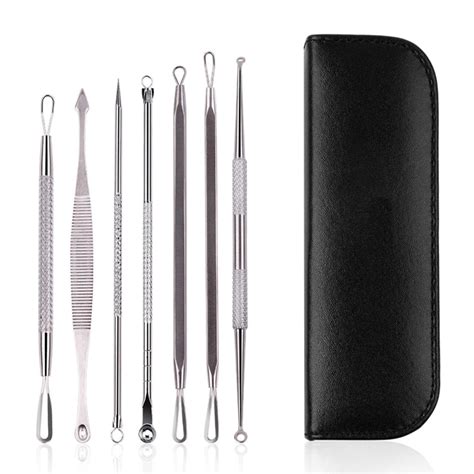 Shellhard 7pcs Stainless Steel Blackhead Remover Tool Kit Professional Blackhead Acne Comedone