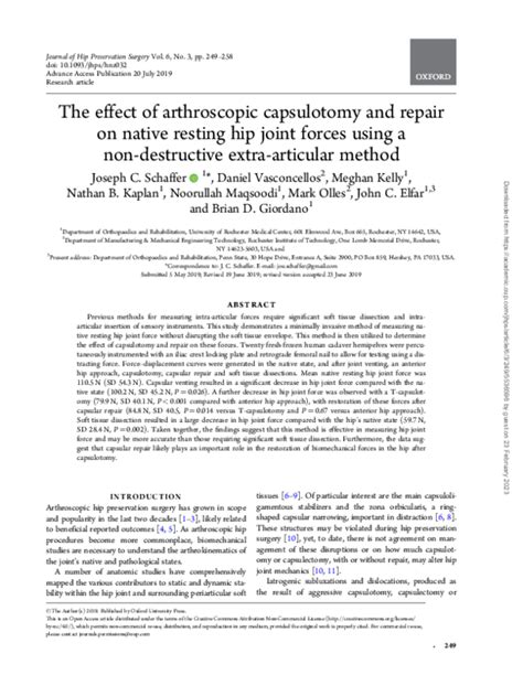 Pdf The Effect Of Arthroscopic Capsulotomy And Repair On Native