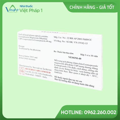 Thuốc Yesom 40 Giá Bao Nhiêu Là Thuốc Gì Cách Dùng Liều Dùng