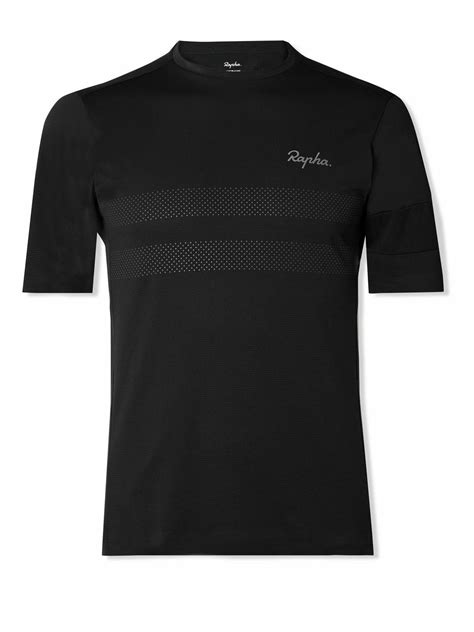Rapha Explore Technical Striped Stretch Mesh T Shirt Black Rapha