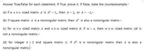 solved answer true false for each statement if true prove