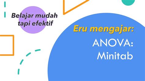 Anova Minitab Youtube
