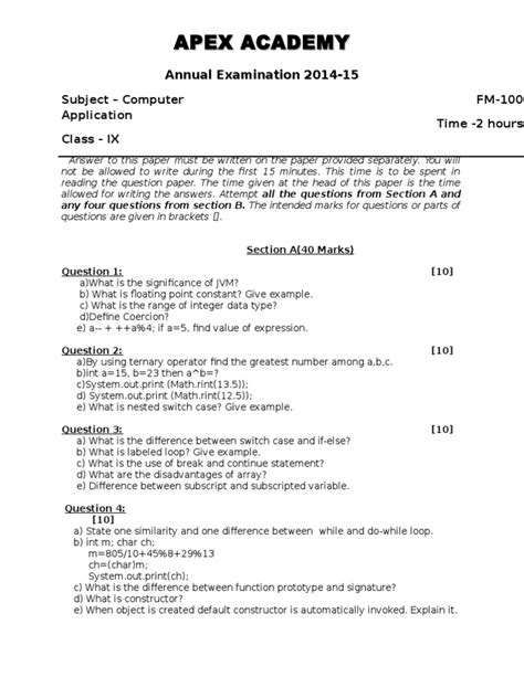 Class Ix 15 Annual Pdf Constructor Object Oriented Programming