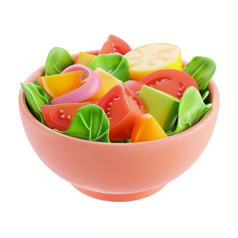Premium Photo Cute Salad Icon 3d Render White Background Generative Ai