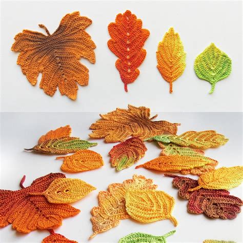 Crochet Pattern Autumn Leaves Crochet Leaf Pattern Fall Table Decor
