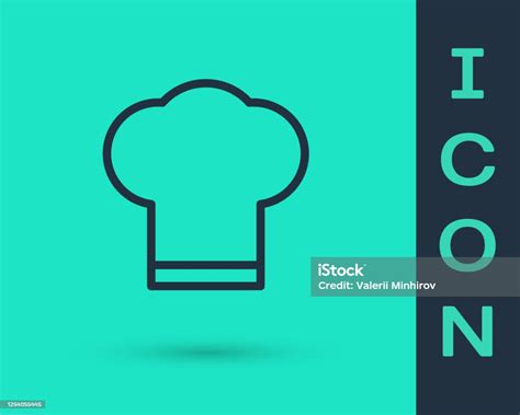 녹색 배경에 격리 된 블랙 라인 요리사 모자 아이콘 요리 기호 모자를 요리합니다 벡터 일러스트레이션 검은색에 대한 스톡 벡터 아트 및 기타 이미지 Istock