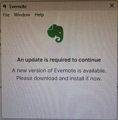 Update Is Required To Continue But Theres No Update Option Evernote For Windows Issues