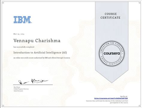 Vennapu Charishma On Linkedin Coursecompletion Artificialintelligence Coursera