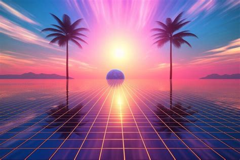 Premium Photo Perspective Synthwave Grid With Depth Of Field Effect