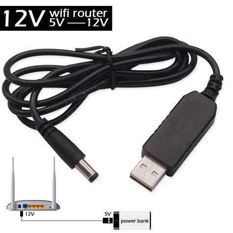 5v To 12v Usb Cable 5 5 2 1mm Converter Adapt Wifi Router Demodulator To Mobile Power Boost