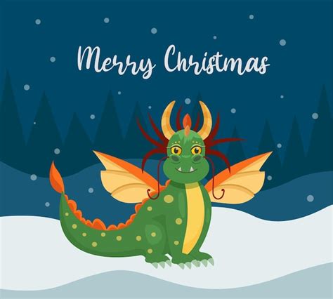 Année Du Dragon Bonne Année Carte De Vœux Joli Dragon Vert Bonne Année Dragon Vecteur Premium