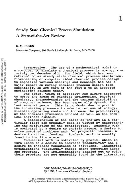 Rosen E M 1980 Steady State Chemical Process Simulation A