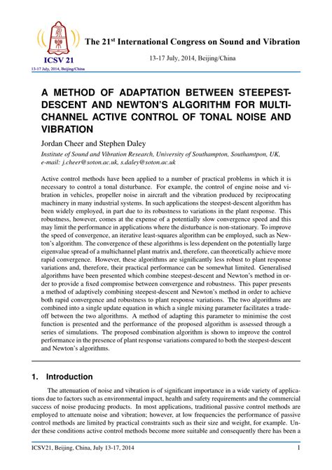 pdf a method of adaptation between steepest descent and newton s