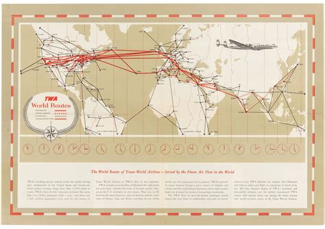 Original 1950s Twa Lockheed L 1649 Skyliner World Routes Map Etsy