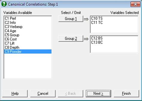 Unistat Statistics Software Canonical Correlations