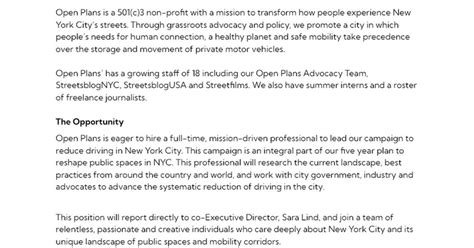 Reducing Driving Job New Posting At Open Plans Nyc Based R