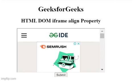 HTML DOM Iframe Align Property GeeksforGeeks