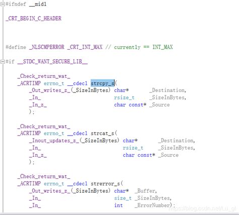 c 中function ‘strcpy s‘ could not be resolved（已经包含头文件但是不能用） strcpy在c 中不能用 csdn博客