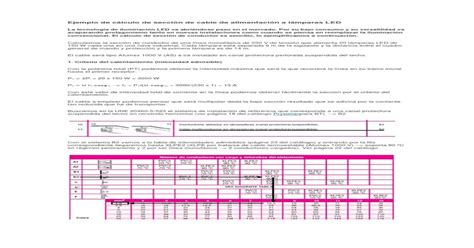 Ejemplo De Clculo De Seccin De Cable De Alimentacin A Lmparas Led