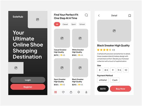 Clean UI UX Design Template Vector Suitable For Mobile Application Sneaker Store Food Delivery