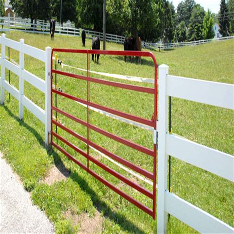 Powder Coated Metal Livestock Fence Panels Farm Cattle Rail Double Gate