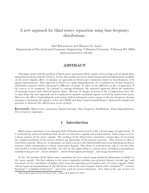 Pdf A New Approach For Blind Source Separation Using Time Frequency Distributions