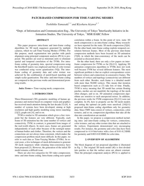 pdf patch based compression for time varying meshes